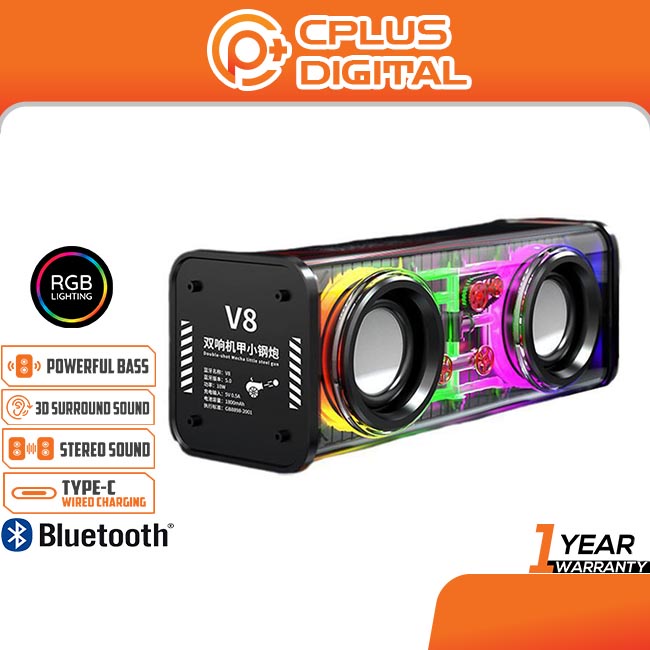 BYZ V08 10W Transparent Mech Bluetooth Speaker w RGB Breathing Light ...