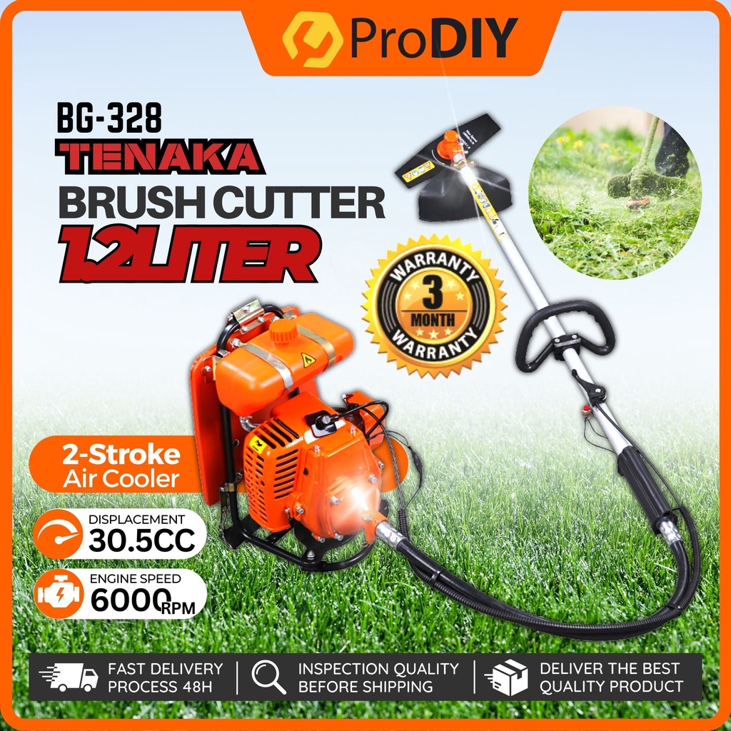 TENAKA Brush Cutter 2-Stoke 1.2 Liter Fuel Grass Trimmer Backpack Lawn ...