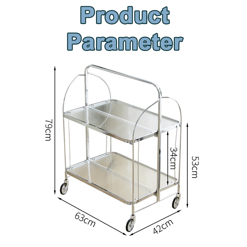 GDeal 2 Layer Portable Medieval Glass Trolley Storage Rack Living Room ...