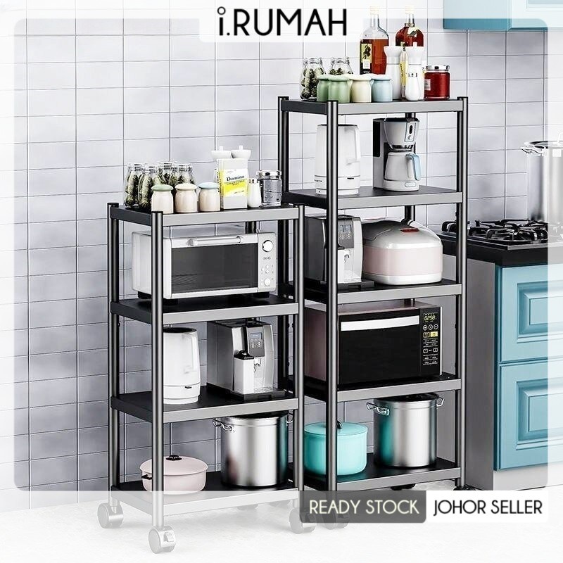 【i.Rumah】 Rak Dapur 3/4/5 Tier Stainless Steel Kitchen Organizer Roller ...