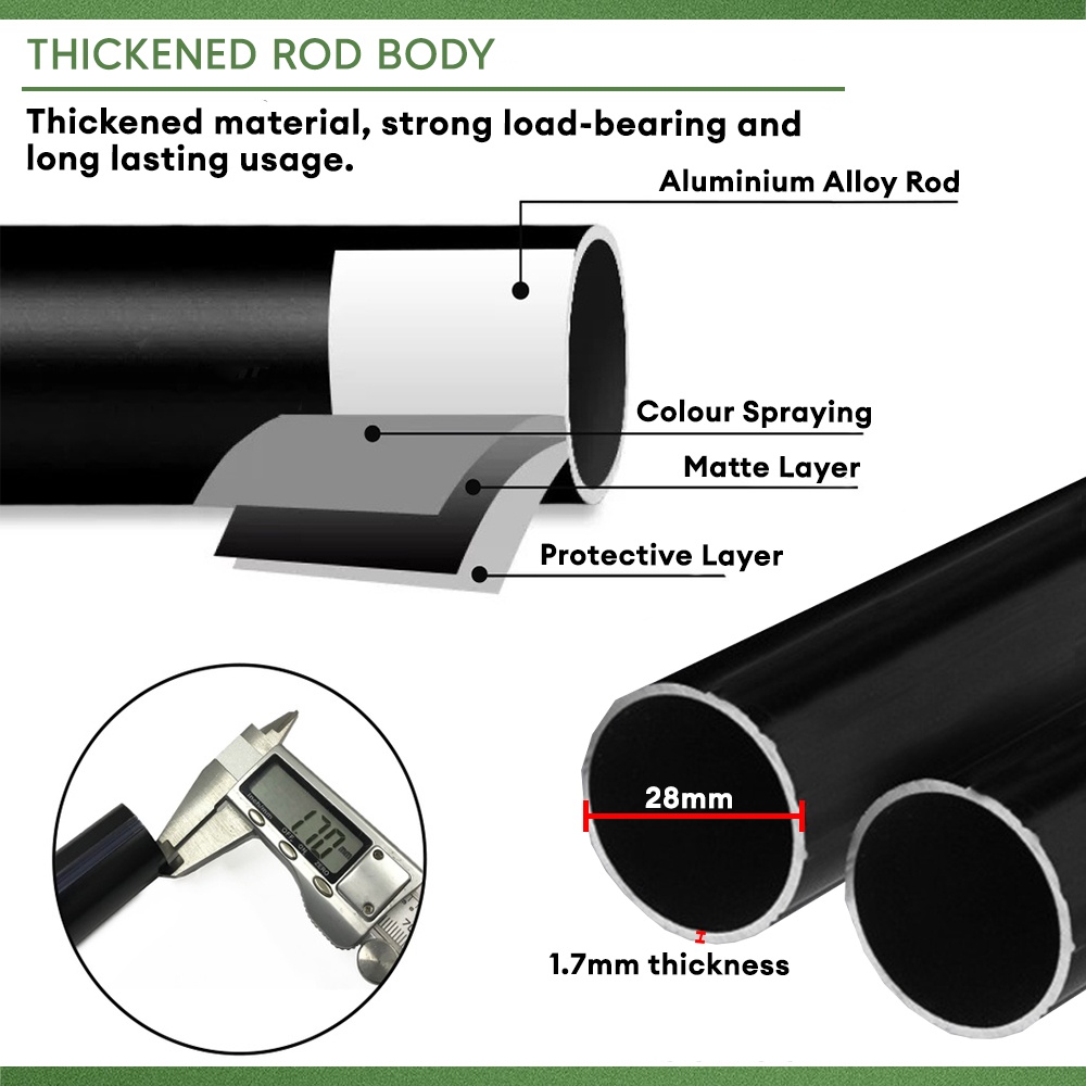 [FULL SET | EXTENDABLE SINGLE ROD] Extendable Curtain Rod With End Cap ...