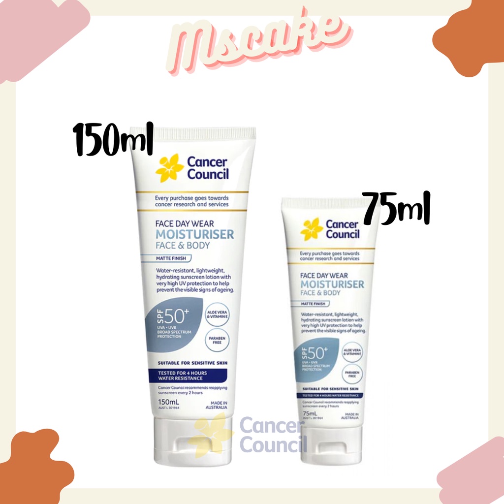Cancer Council SPF 50+ Face & Body Moisturiser Sunscreen (with SPF ...