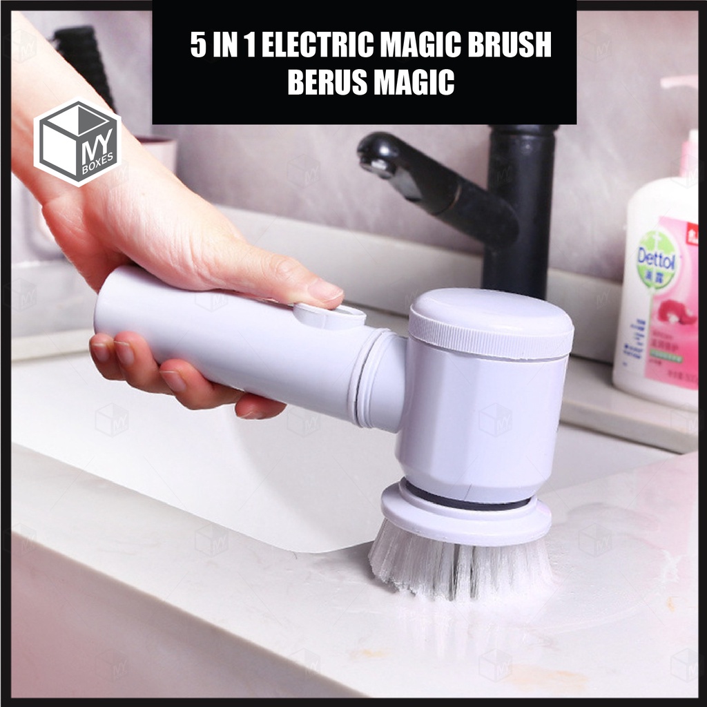 MYB 5 in 1 Magic Brush Electric Cordless Cleaning Spin Scrubber Brush Polisher Sponge For ...