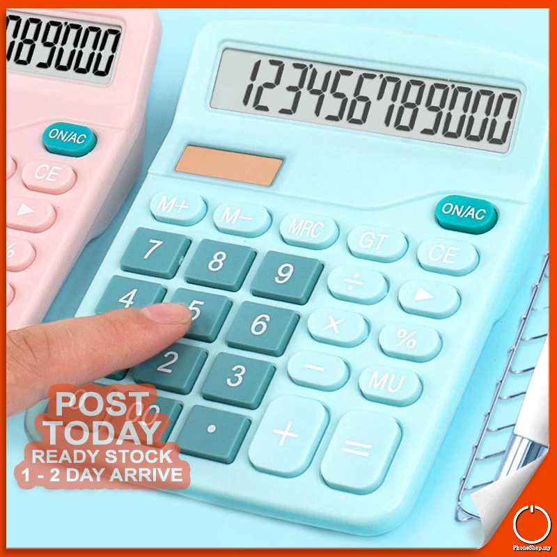 𝐒𝐎𝐋𝐀𝐑 / 𝐁𝐀𝐓𝐓𝐄𝐑𝐘 Dual Power Mode 12 Digits Calculator Big LCD Display Electronic Calculators ...