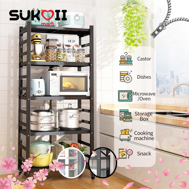 SKOI Kitchen Shelf With Wheel Multifunctional Foldable Microwave Oven ...