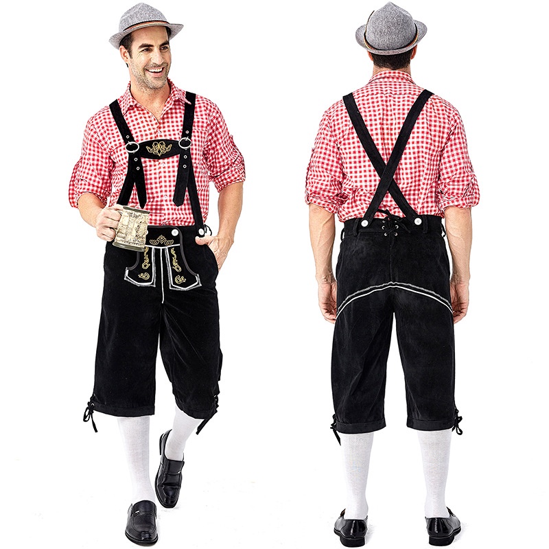 The Munich Oktoberfest German Traditional Costume For Men Plaid Shirt ...