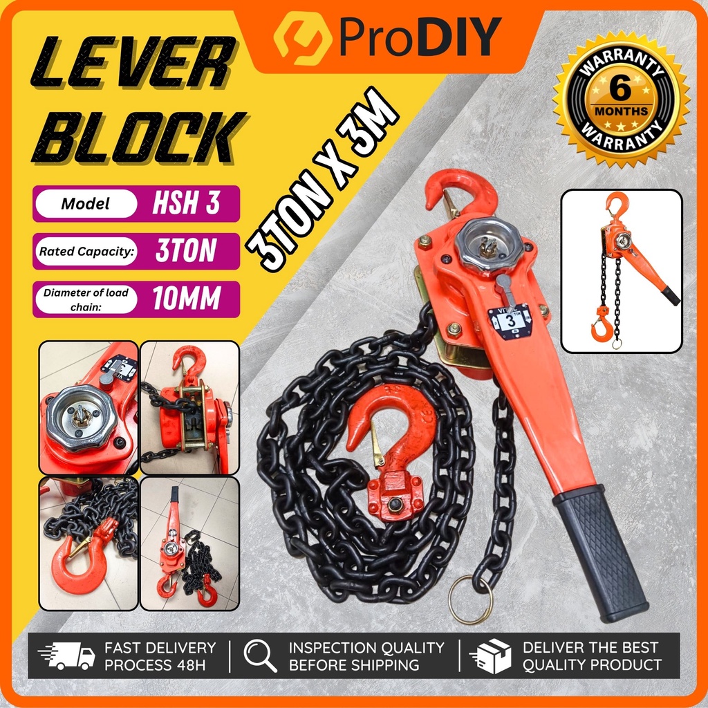 Lever Block 3Ton x 3M Hand Operated Lever Hoist Manual Chain Hoist ...
