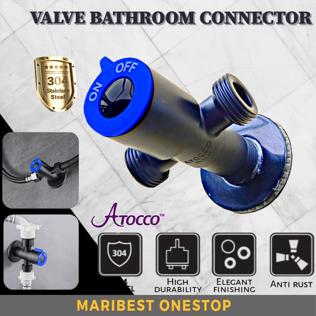 Two way Angle Valve G1/2" Black Shower SUS304 Stainless Steel Valve ...