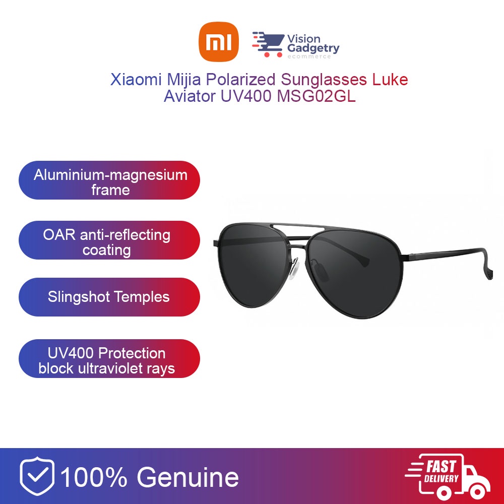 Xiaomi Mijia Polarized Sunglasses Luke Aviator Uv400 Msg02gl Shopee