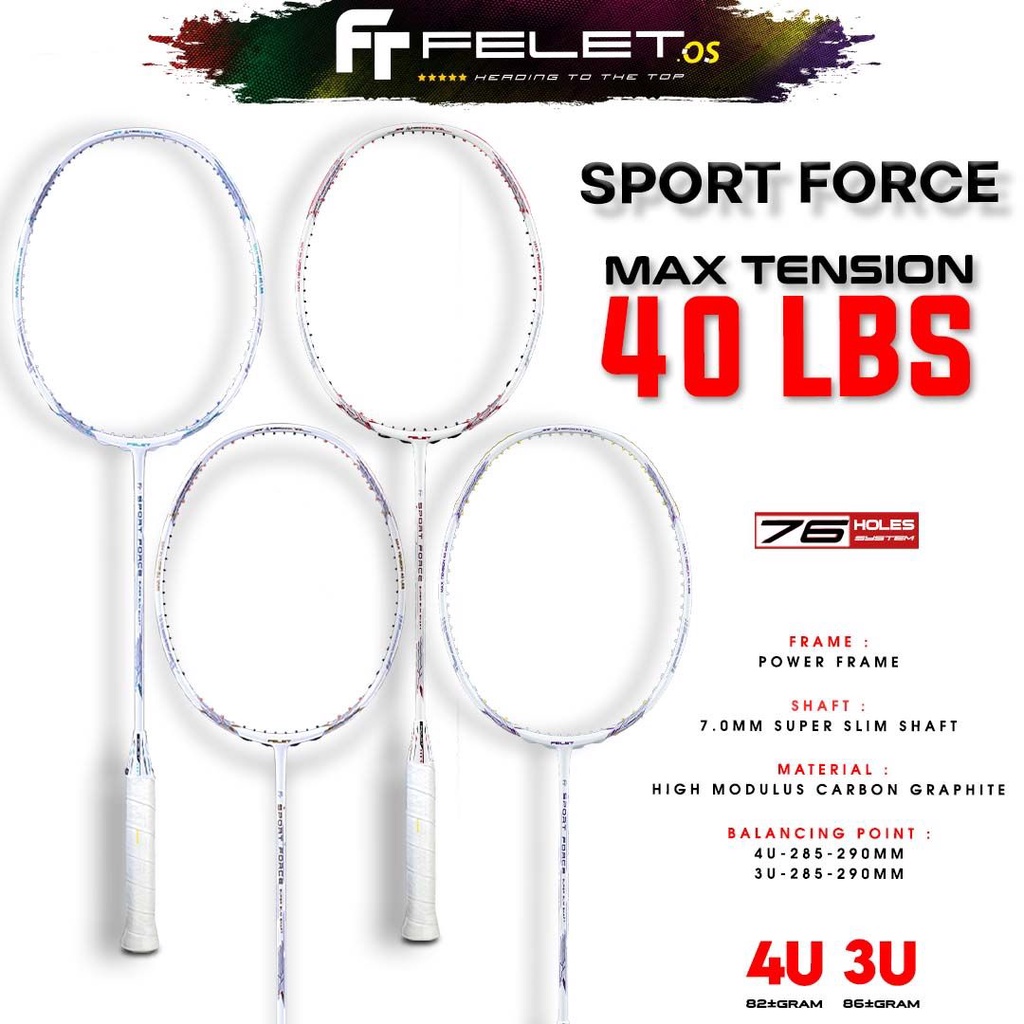 FELET Sport Force White Series Badminton racket 4U | Shopee Malaysia