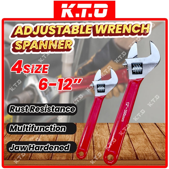 6 / 8 / 10 / 12 Inch Heavy Duty Adjustable Non-Slip Handle Spanner ...