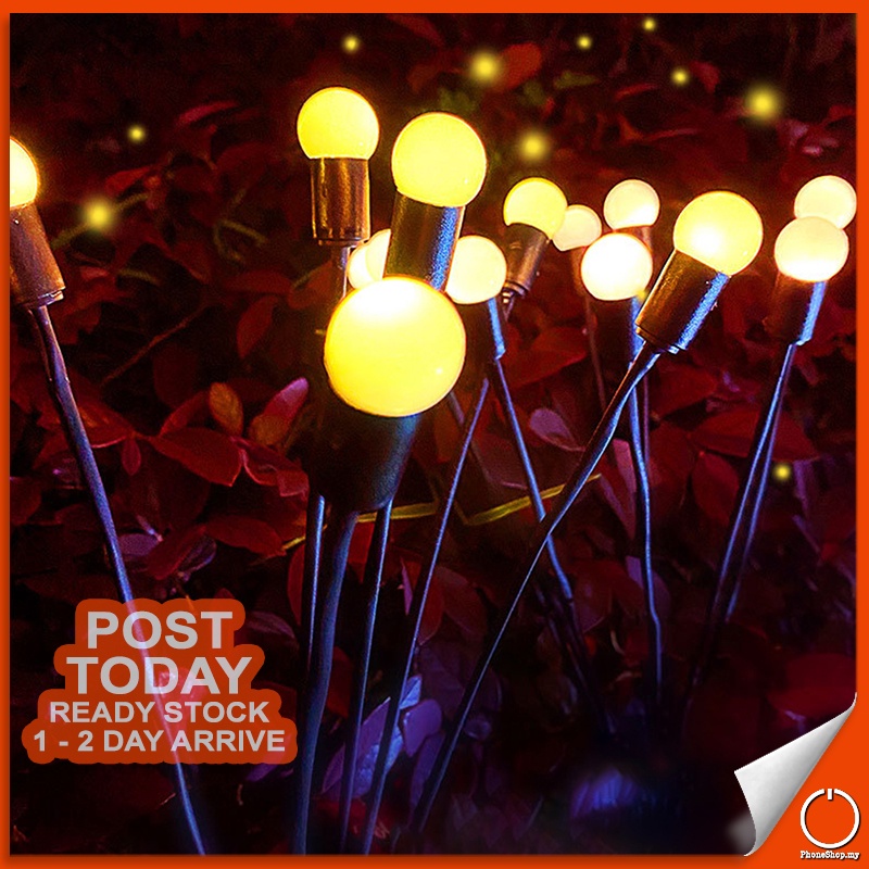 𝐄𝐀𝐒𝐘 𝐒𝐄𝐓𝐔𝐏 Waterproof Solar LED Firefly Swaying Light Night Sensor Auto ...