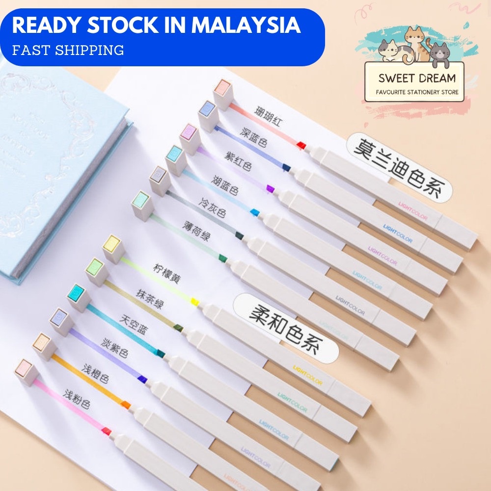 6 Pieces WD Soft Tip Highlighter Light Color Marker Pen DIY Photo Album ...