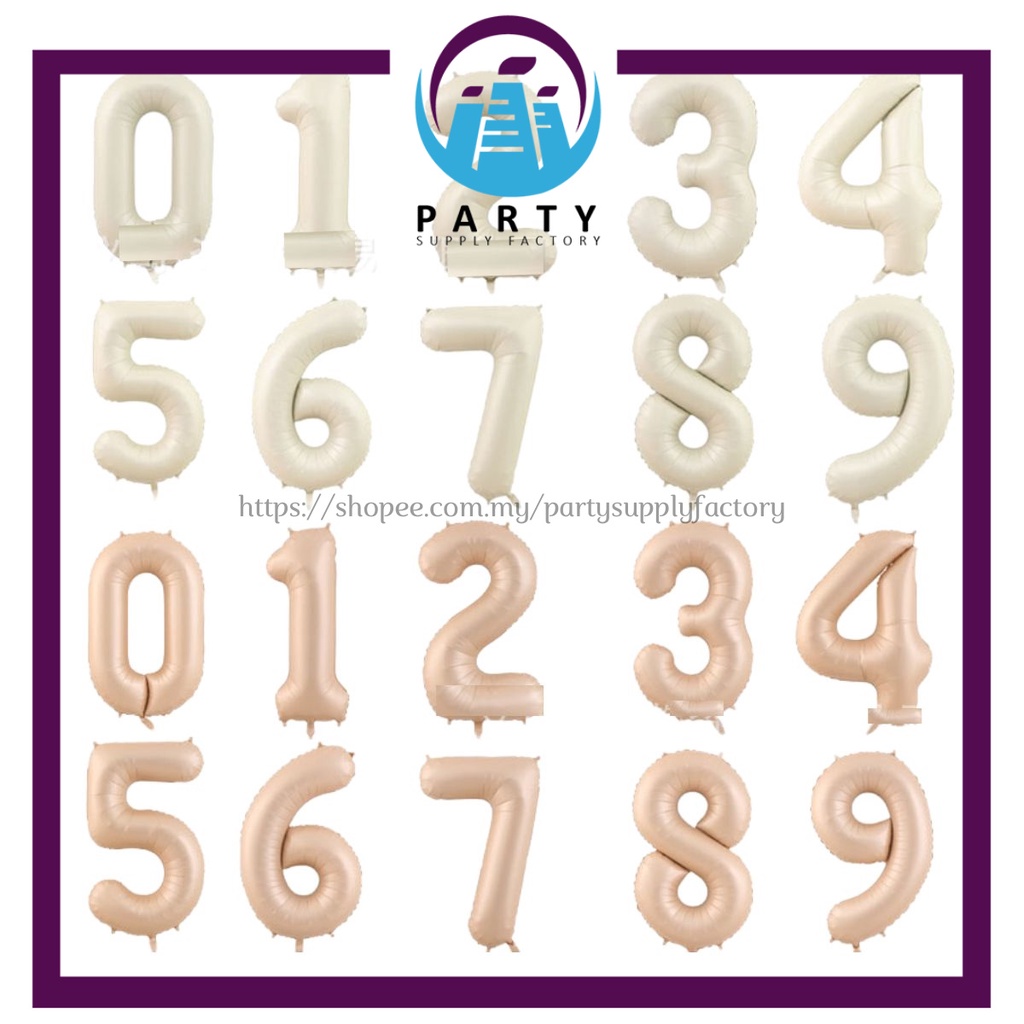 (1pcs) Ins 32 Inch Digit Balloon Nude Colour/Digit Balloon Matte Colour ...