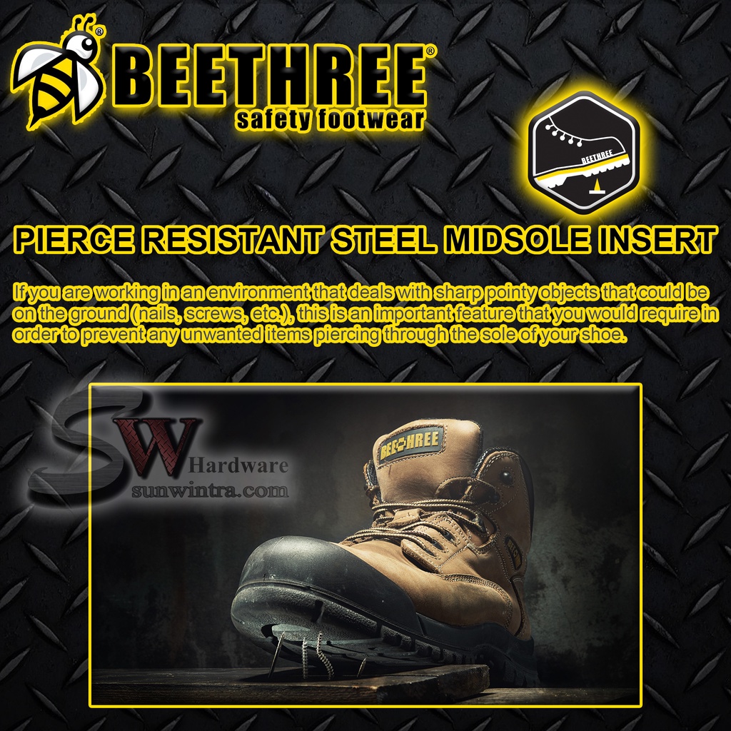 BEETHREE BT8831 4.5INCHES LOW-CUT LACE-UP SAFETY SHOES BT-8831 (Size ...