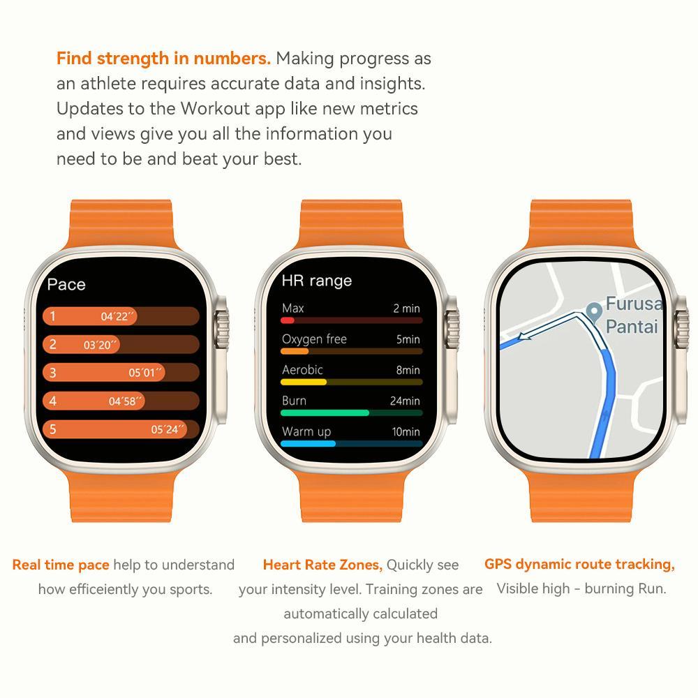 Maxwear Ultra 9 Smart Watch 49MM Series 8 2.2" HD Screen Compass NFC ...