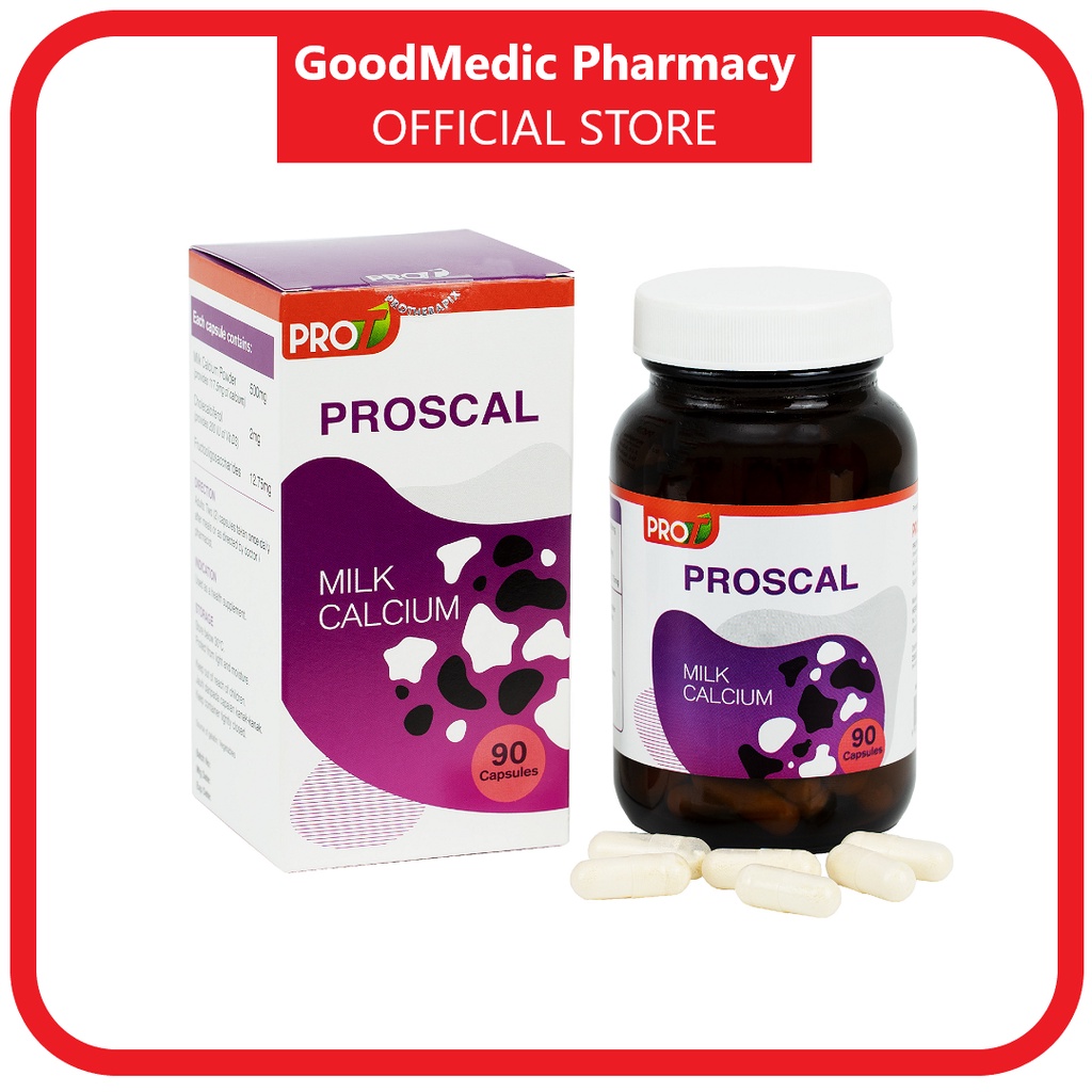 Proscal 500mg 90 tablet Milk Calcium powder with Vit D3 & FOS | Shopee ...