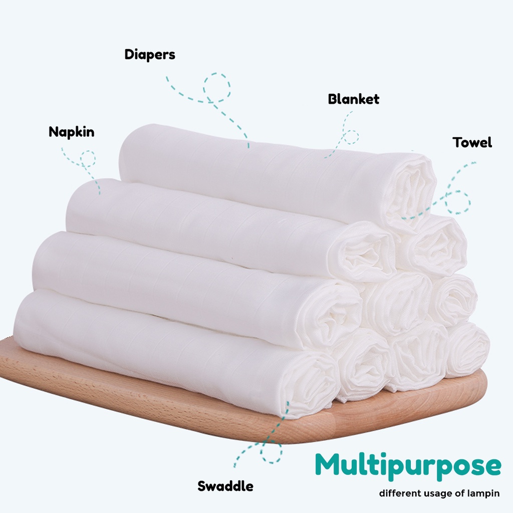 Realeos Plain Lampin White Muslin Baby Cloth Diaper Nappy Breathable ...