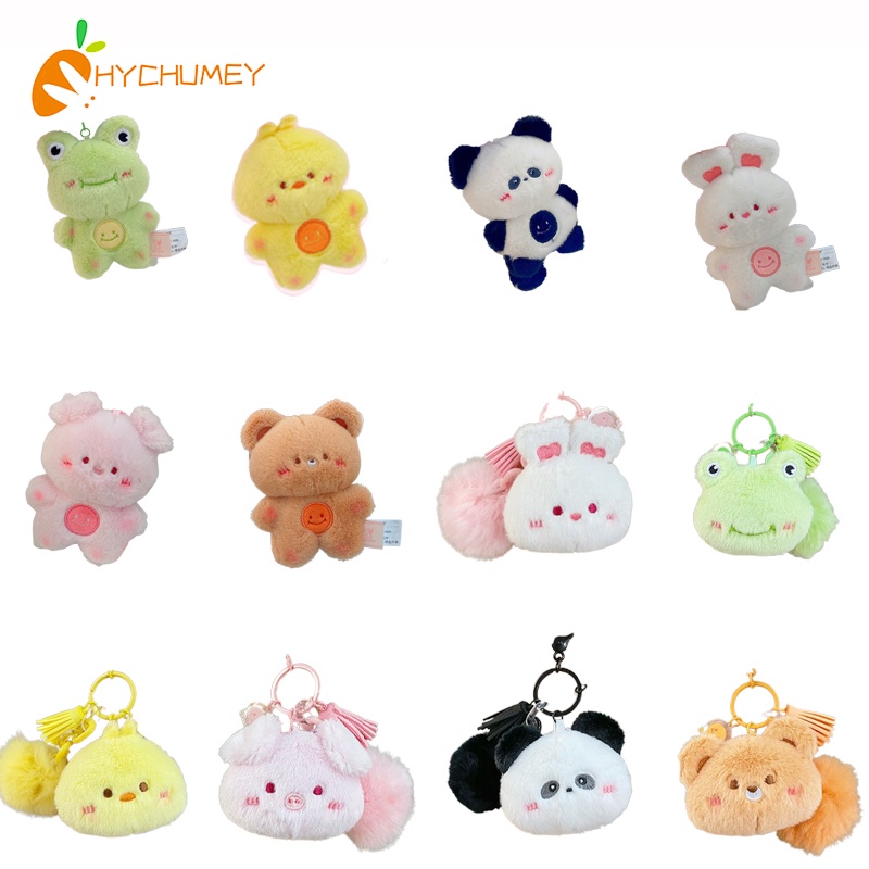 Hychumey 12cm Panda Rabbit Chicken Pig Bear Plush Toy Cartoon Plush Key ...