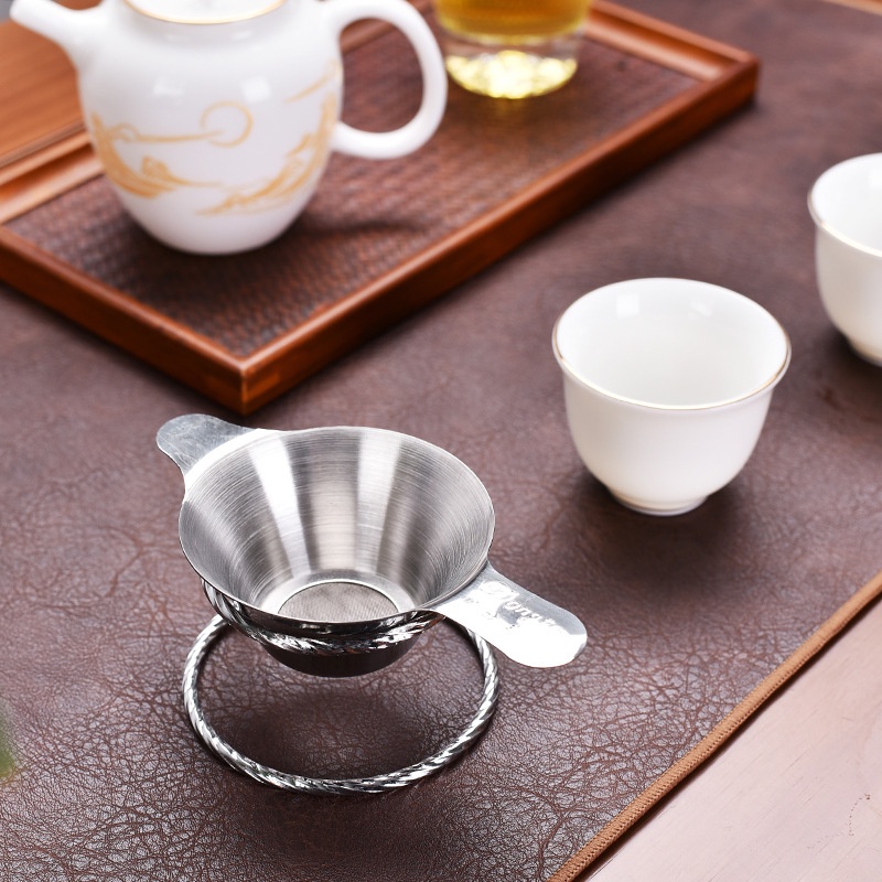 Stainless Steel Binaural Tea Filter Dense Mesh Coffee Dregs Strainer ...