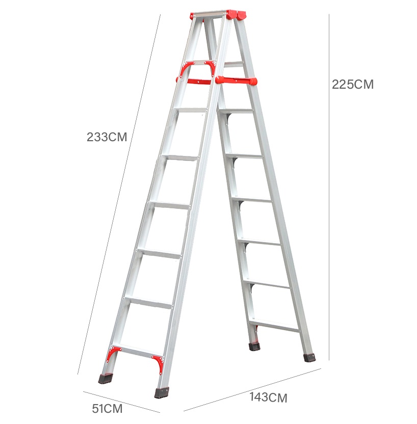 5/6/7/8 Step Ladderman Heavy Duty Aluminium Double Sided Ladder Multi ...