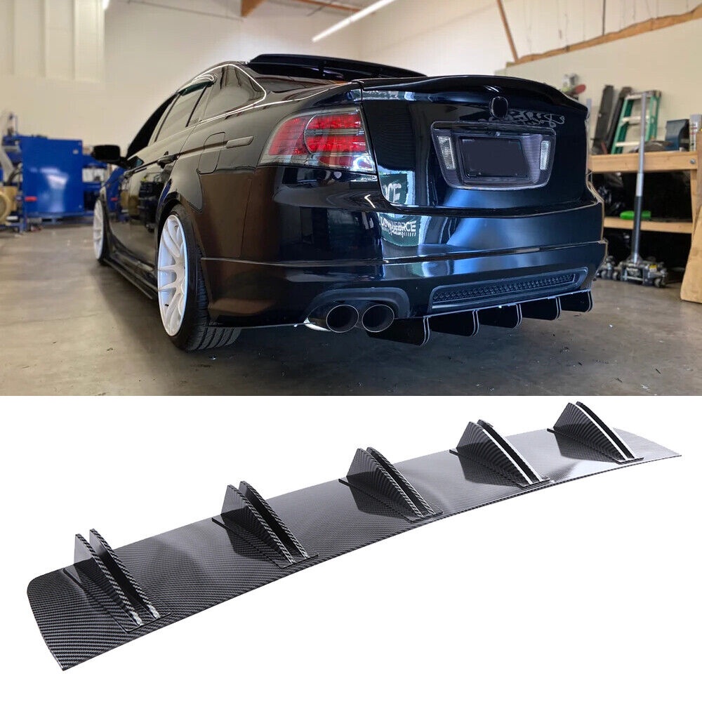 Universal Rear Lip Bumper Diffuser 5 Fins Spoiler Splitter Carbon Fiber ...
