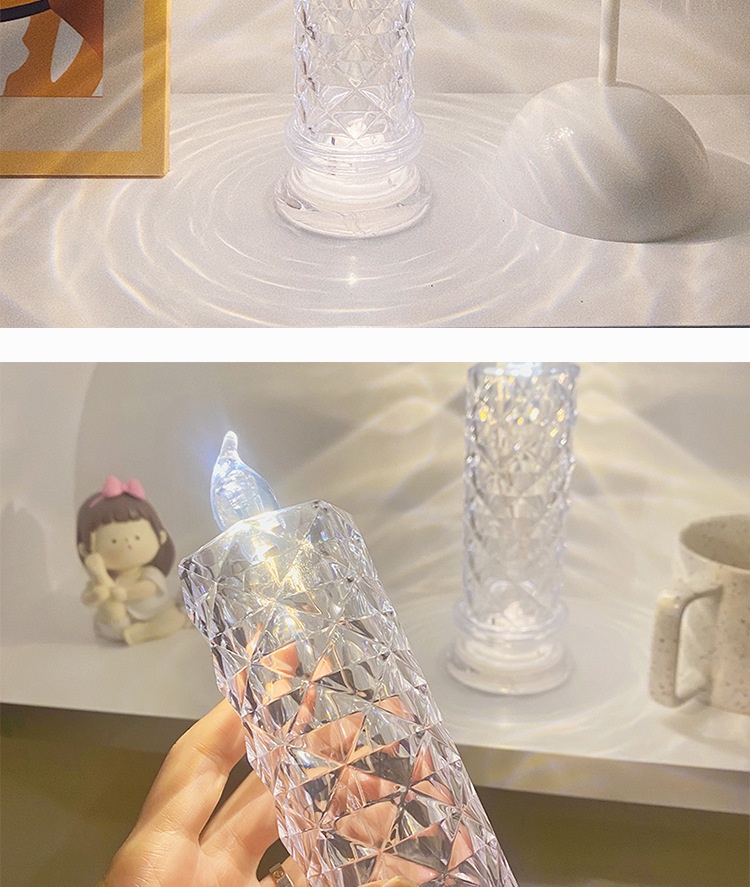 Romantic Diamond Rose Projection Candle Light Battery Operated For Home ...