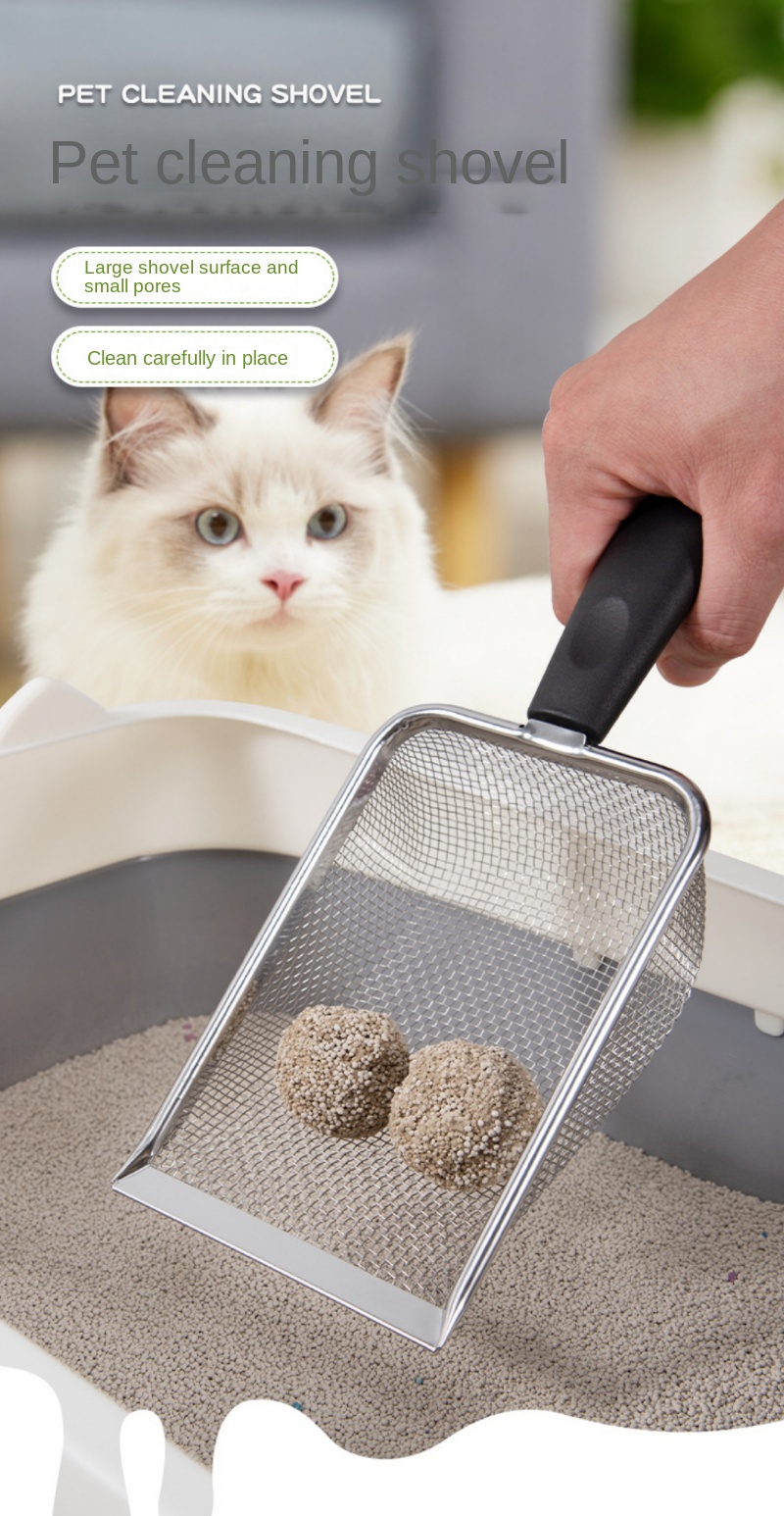 Cat Litter Shovel Upgrade Handle Stainless Steel Cat Litter Shovel ...