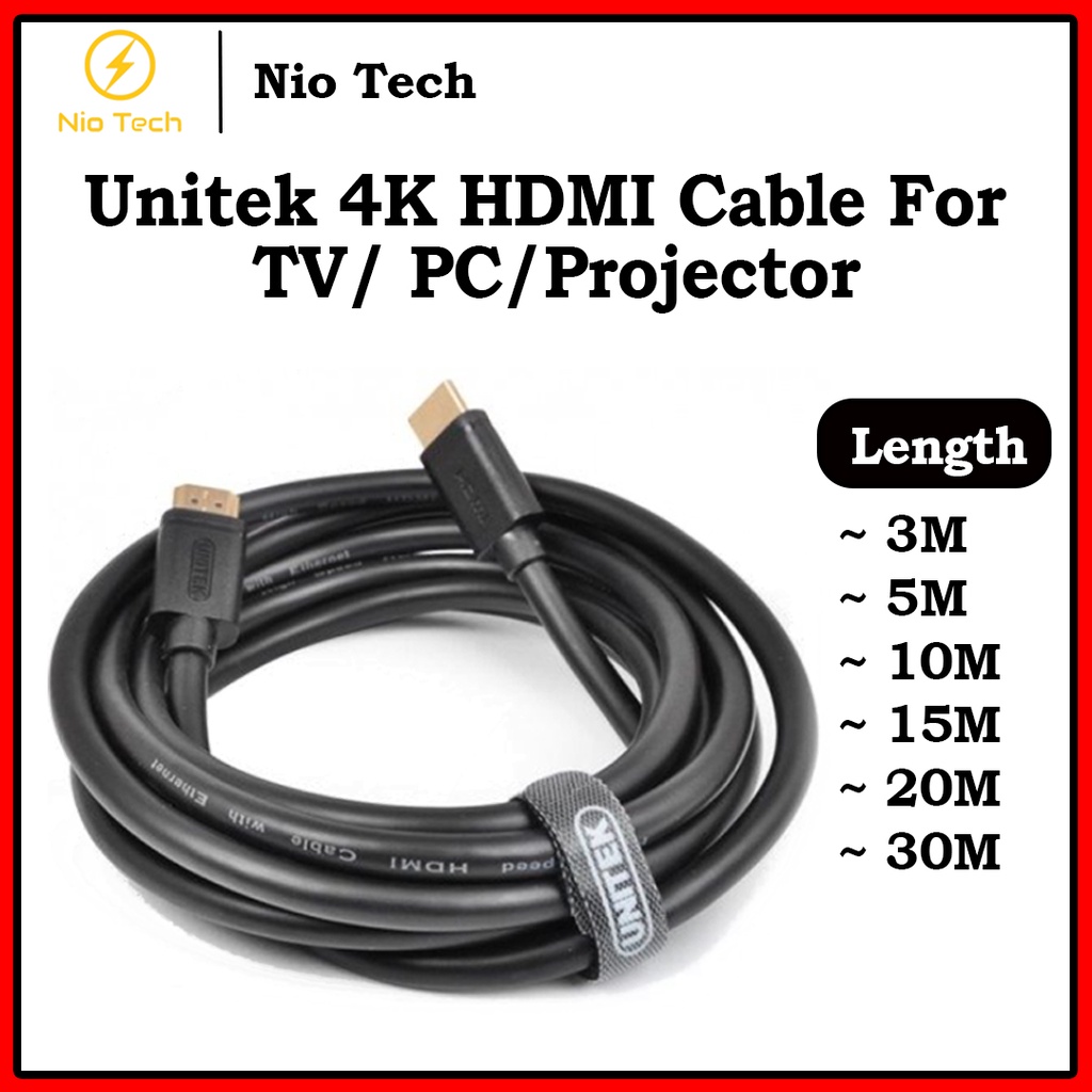 NioTech Unitek HDMI (M) to HDMI (M) Cable 1.5m / 3m / 5m / 10m / 15m ...