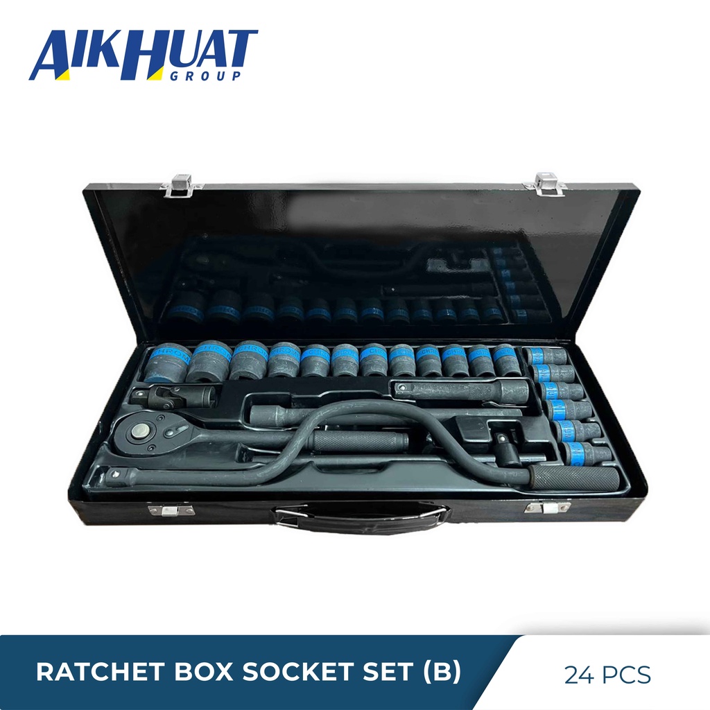 24 Pcs Ratchet Box Socket Bit Set Combination Spanner Tool Set Repair ...