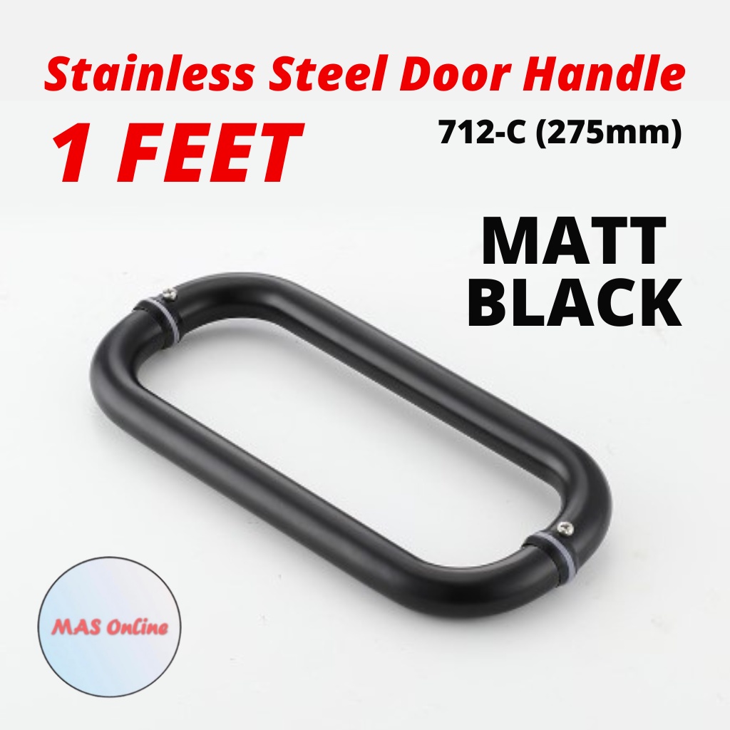 712-MB MATT BLACK 300mm 1feet Stainless Steel Door Handle C Shape ...