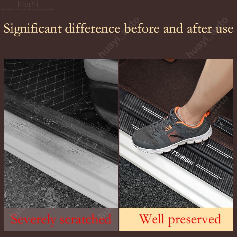 Nissan Navara Car Door Sill Sticker Anti-Scratch Carbon Fiber leather ...