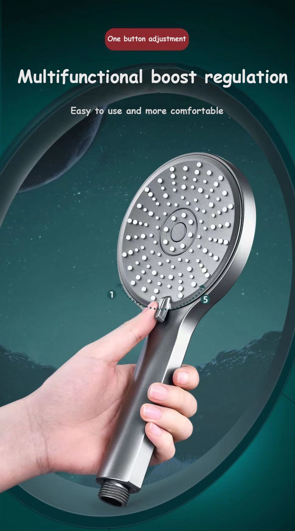 5 Modes Shower Head Adjustable High Pressure Water Saving Shower Head ...