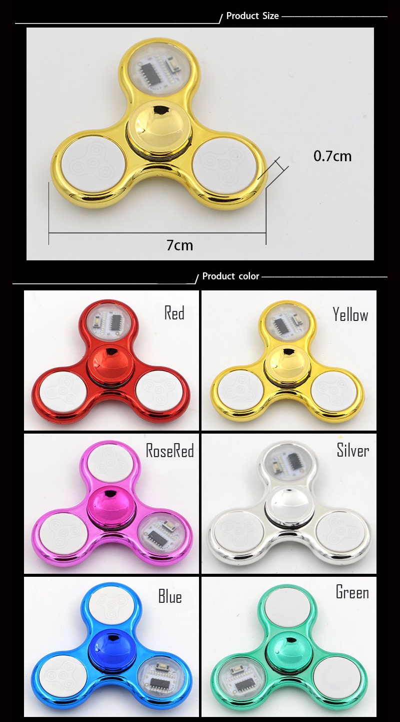 Plating Luminous Fidget Spinner LED Flash Light Various Patterns Change ...