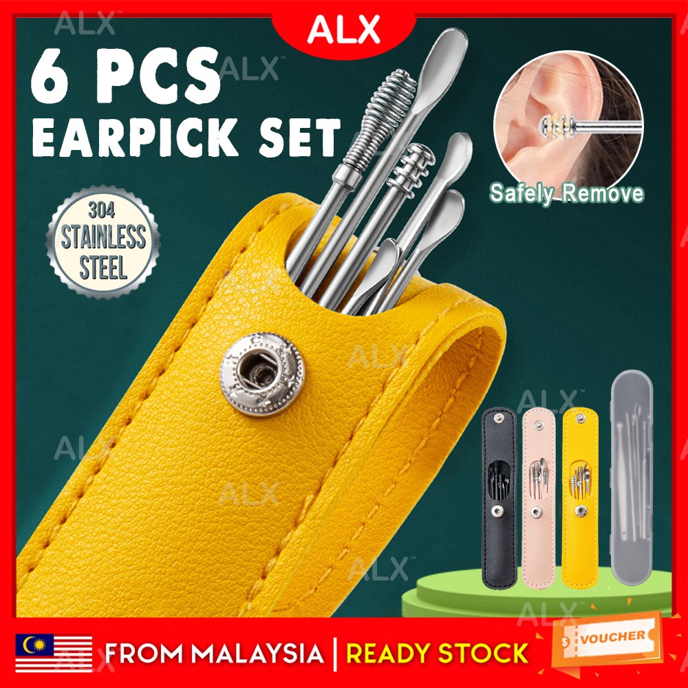 ALX 6pcs Stainless Steel Earpick Set Earwax Tool Remover Ear Care ...