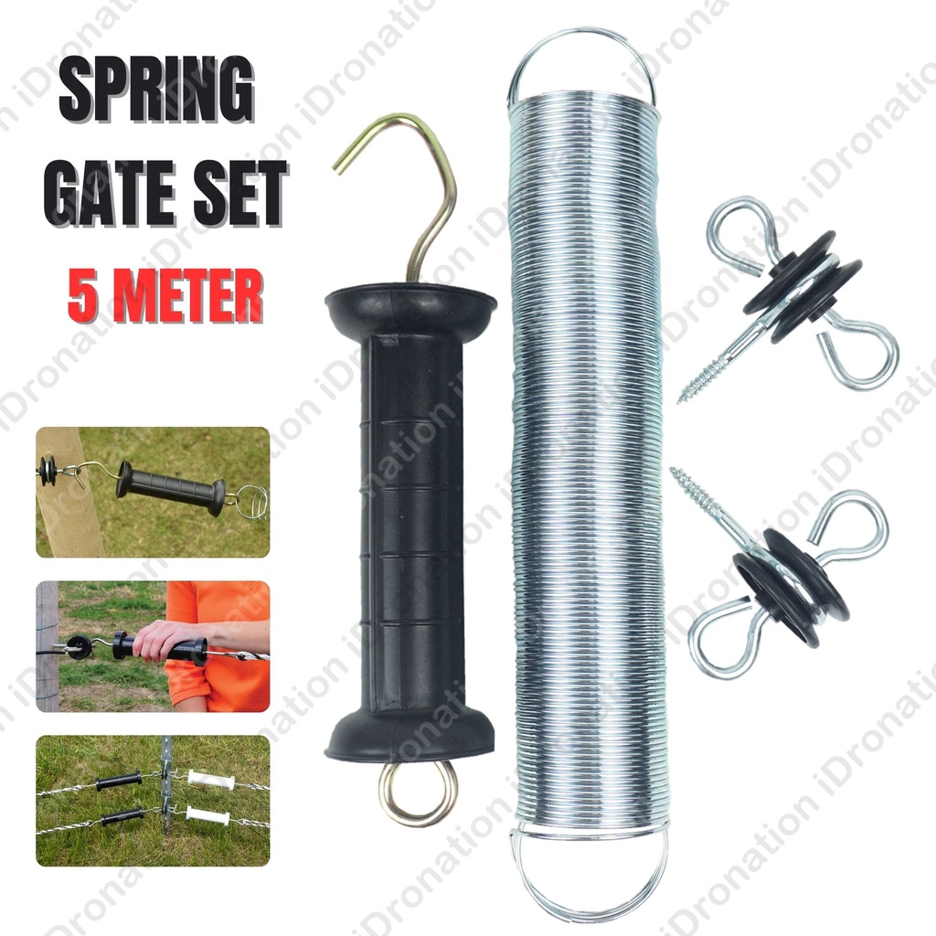 5M Electric Fence Spring Gate Handle Set Flexible Spring Alloy Double ...