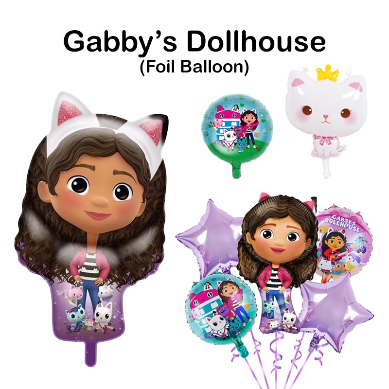 Gabby's Dollhouse Theme Foil Balloon Kitty Narwhal Hey Gabby Cute Cat ...