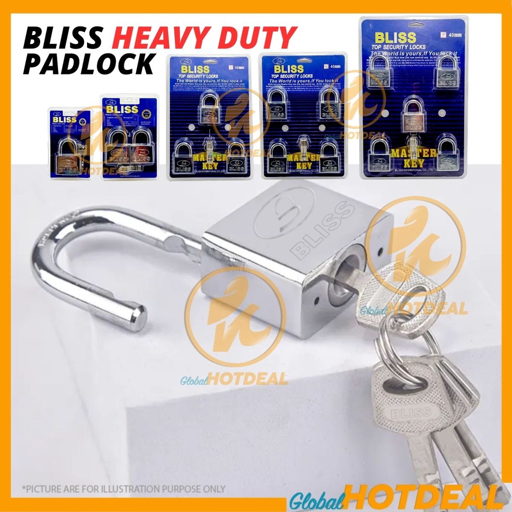 HEAVY DUTY BLISS PADLOCK Rust Resistance Lock Key Anti Karat Manga ...