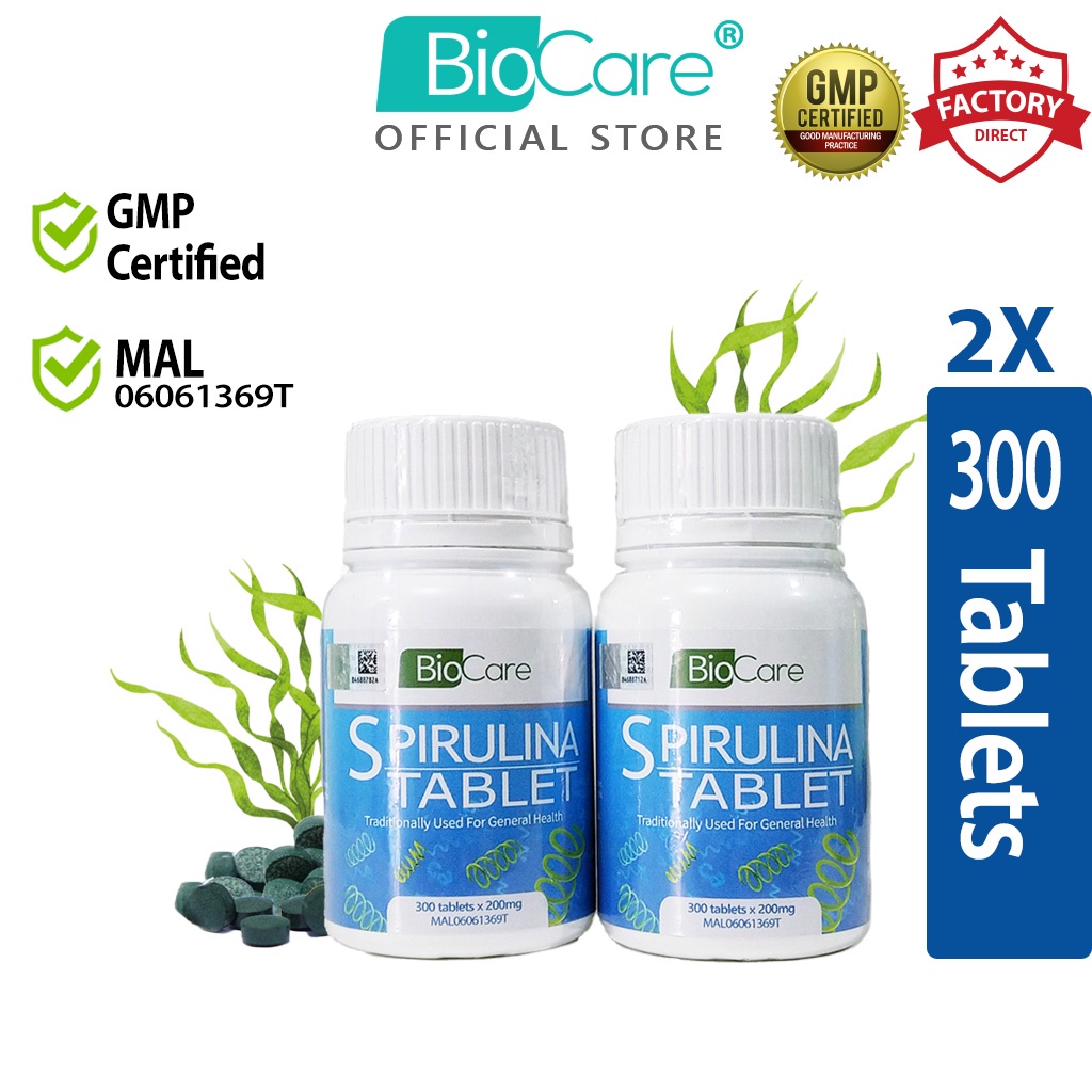Biocare Spirulina Tablet (2 x 300's x 200mg) | Shopee Malaysia