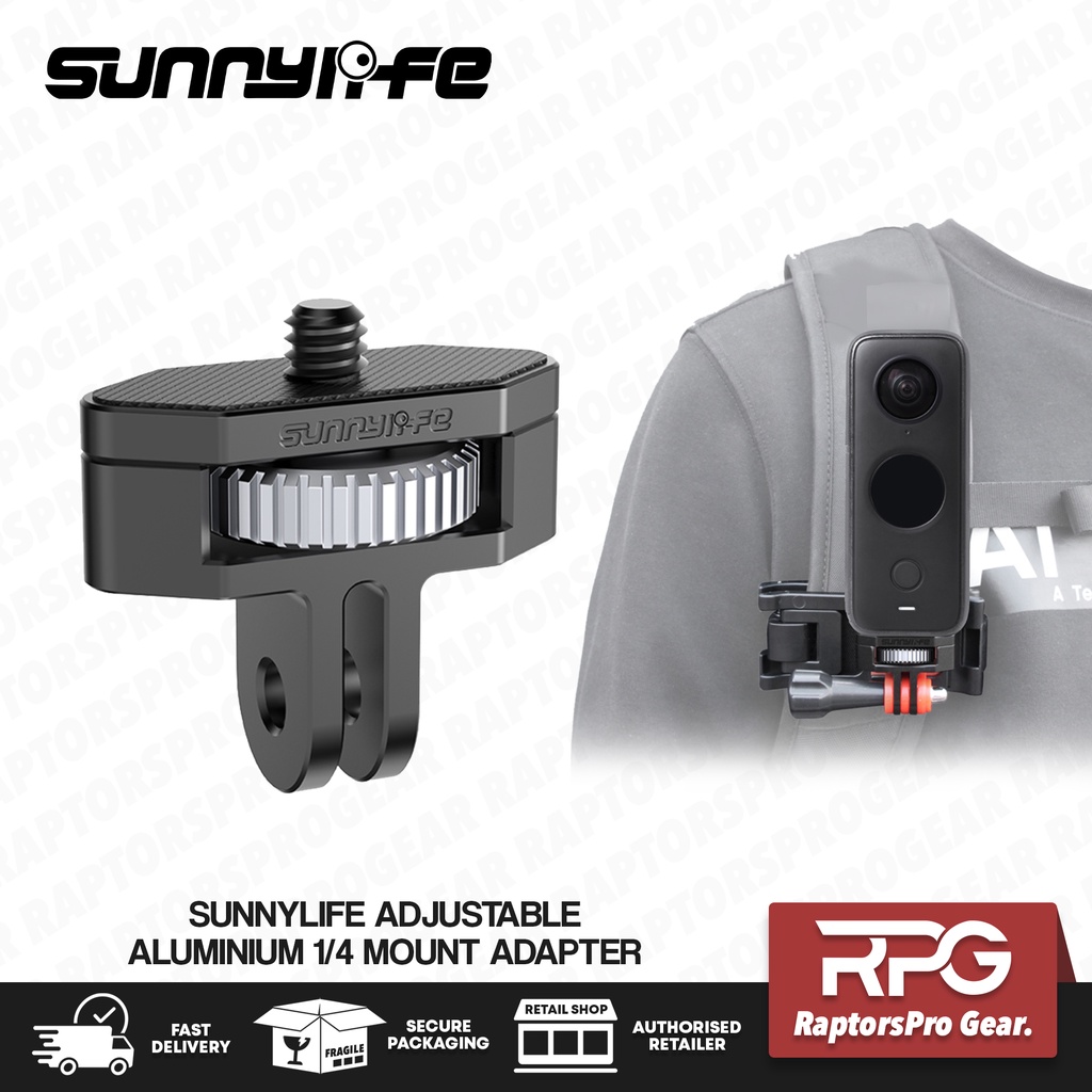 SUNNYLIFE Adjustable Aluminium 1/4 Mount Adapter for GoPro/Insta360 ...