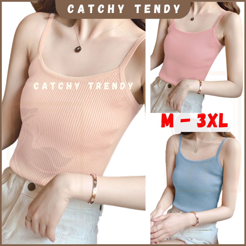 M-3XL Thin Women Singlet Ice Silk Elastic Slim Stripe Strap Tank Top ...