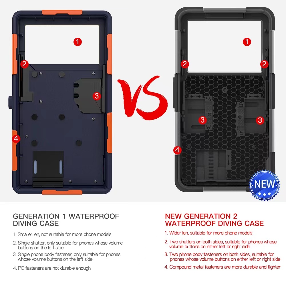 2 Generations Waterproof Diving Snorkeling Swimming Phone Protection ...