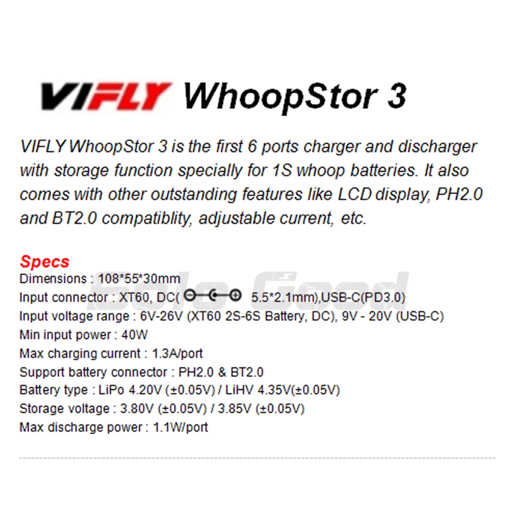 NEW VIFLY WhoopStor 3 V3 6 Ports 1S LIPO Battery Charger Discharger ...