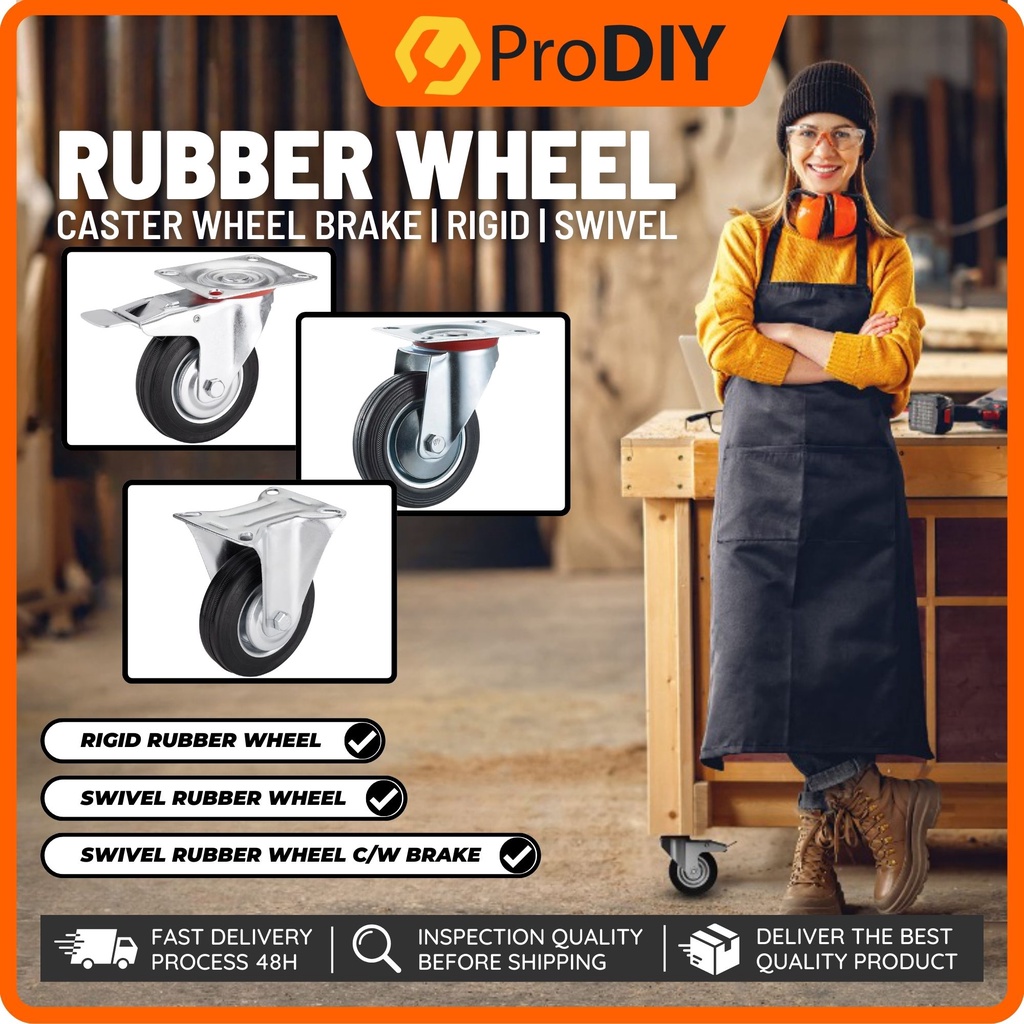 Trolley Black Rubber Single Wheel Swivel Brake Castor Furniture Cart ...