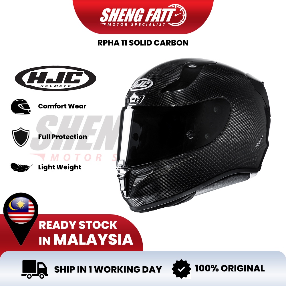 HJC RPHA 11 Solid Carbon Full Face Helmet Motor Visor Topi Keledar ...