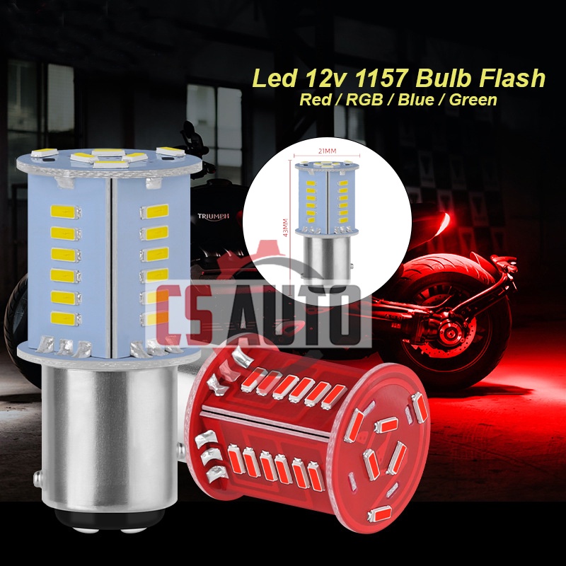CS 1pc Led 12V 1157 Bulb 2 Kaki 1016 Running Flash Kelip2 Mentol Lampu ...