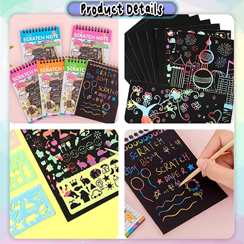 [Little B House] Journal Scratch Art Notebooks Colorful Magic Drawing ...