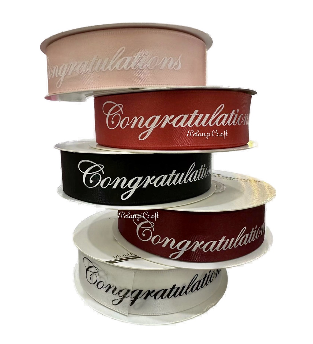 (22M) 2.5CM CONGRATULATION Ribbon Graduation Reben Riben Gift Satin ...