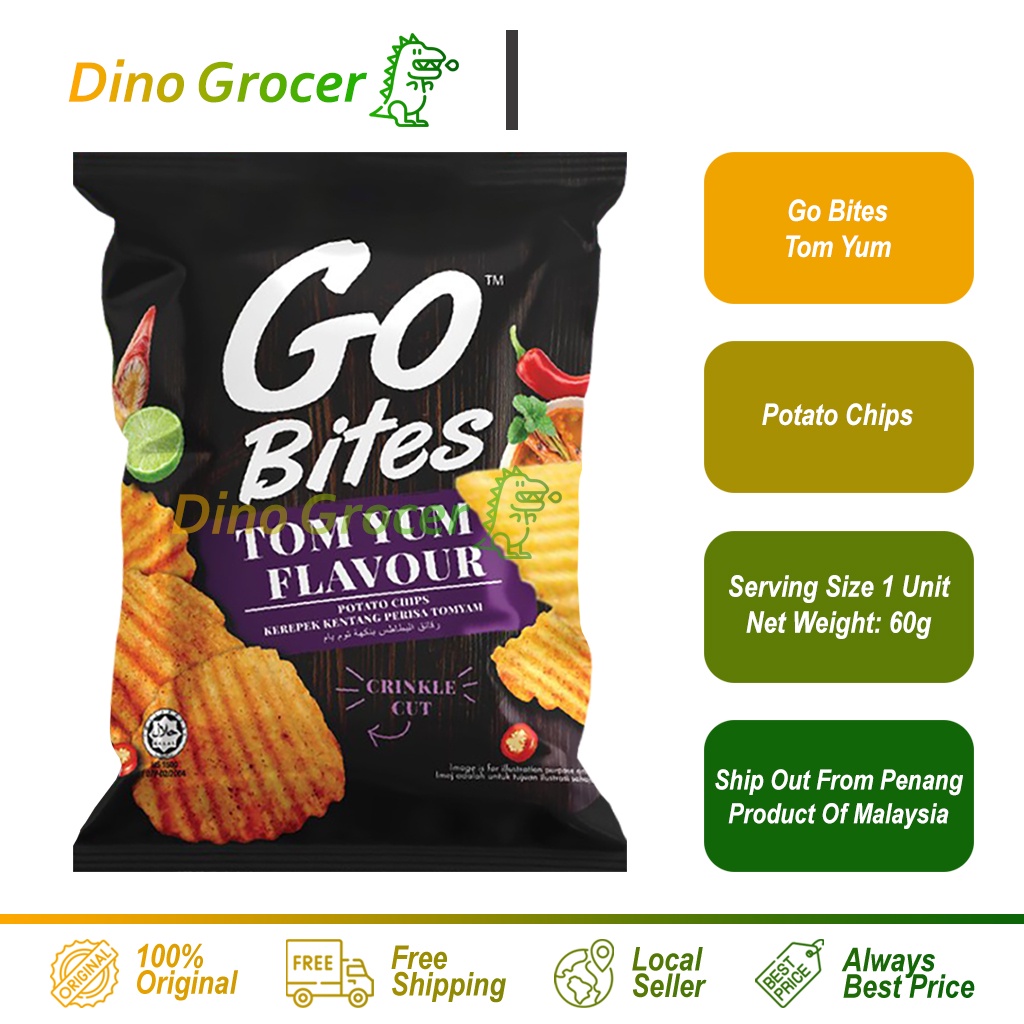 Go Bites Potato Chips Tom Yum Flavour 60g 薯片 东炎味 | Shopee Malaysia