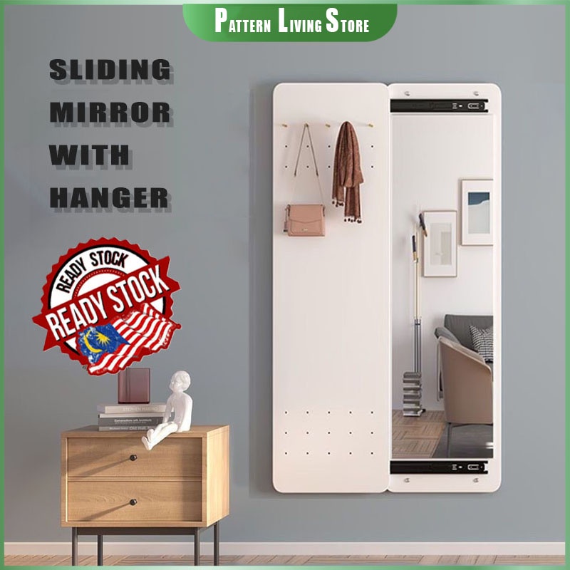 Sliding Invisible Mirror Cermin Panjang Hidden Wall Mirror 挂镜 Hang ...